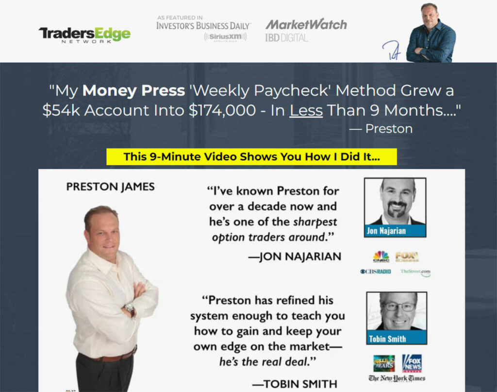 Money Press Method Reviews (Traders Edge Network) Preston James Weekly ...